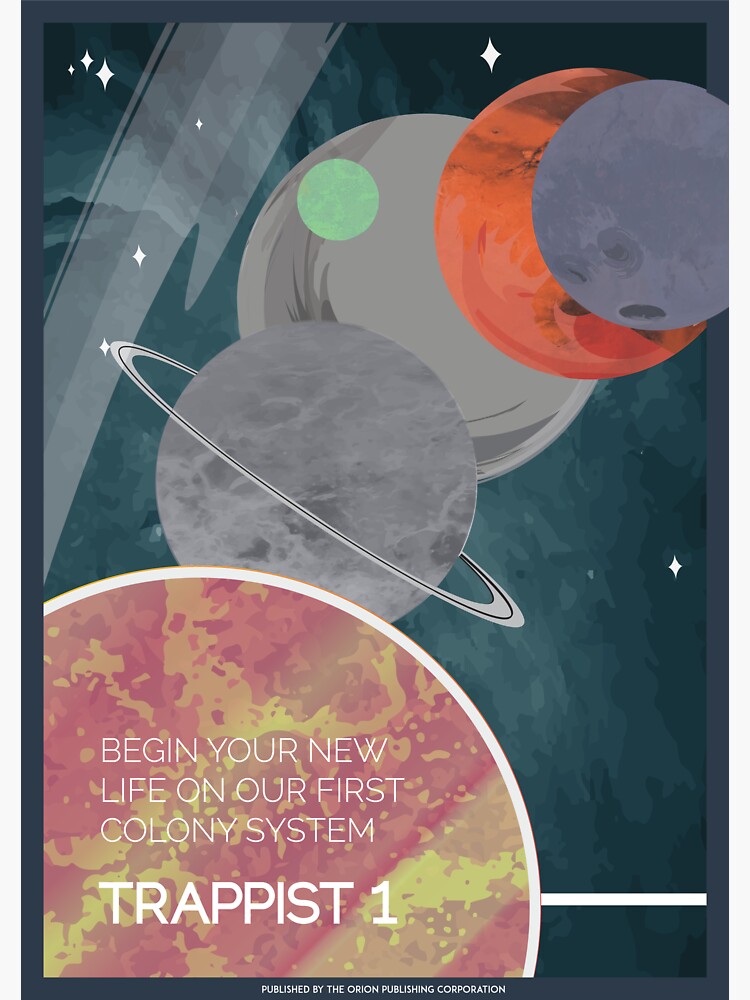 "Trappist 1 Colony Vintage Space Poster" Sticker for Sale by Walford ...