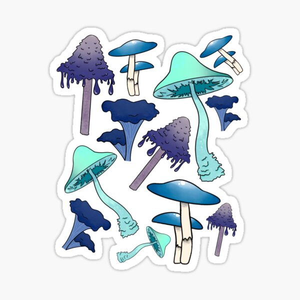"Blue Mushrooms" Sticker for Sale by Tigerlilly-D | Redbubble