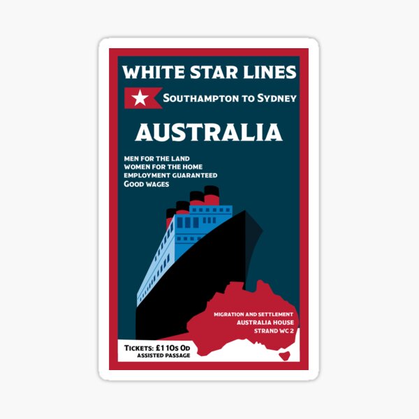 "Vintage Inspired Assisted Passage To Australia Poster - Graphic Wall ...
