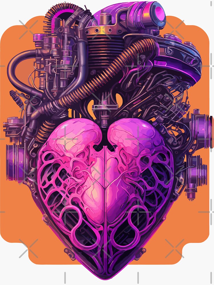 "Synthwave Motorcycle heart engine" Sticker for Sale by ChasmicArt ...