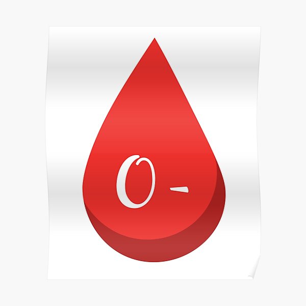 "blood group 0-" Poster for Sale by wonka-star | Redbubble
