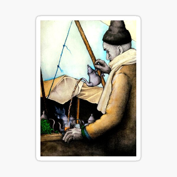 "Moroccan Cultures: Man with Mint Tea (Khobz and Atay) " Sticker for ...