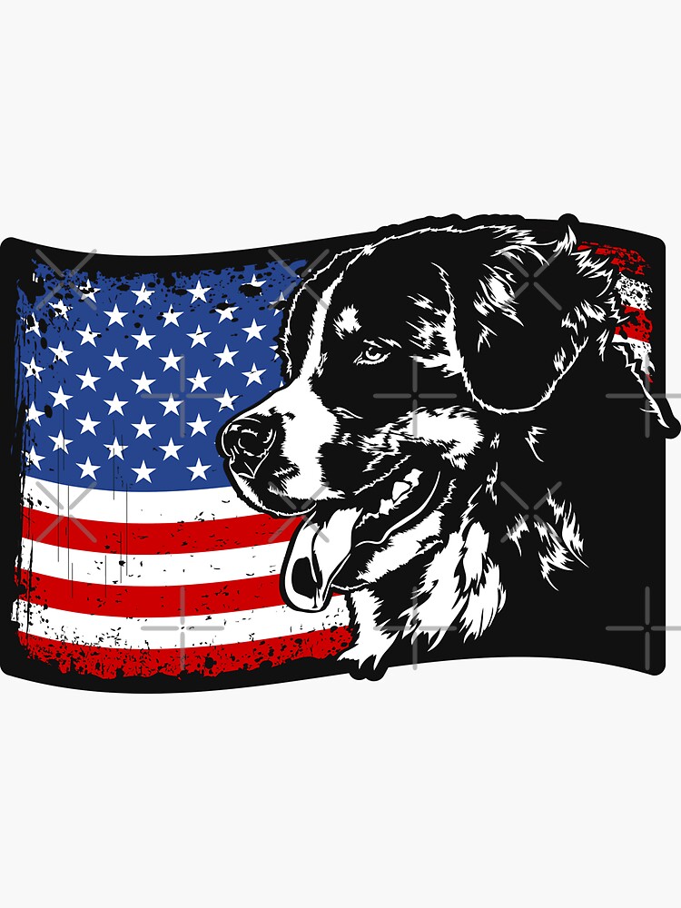 "Bernese Mountain Dog America Flag Patriotic Dog Canine Portrait" Sticker for Sale by dogarts ...
