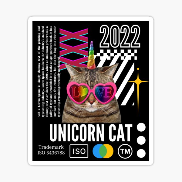 "UNICORN CAT" Sticker for Sale by keminkreative | Redbubble