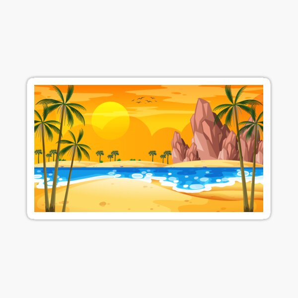 "Sunset Beach" Sticker for Sale by SITMA | Redbubble