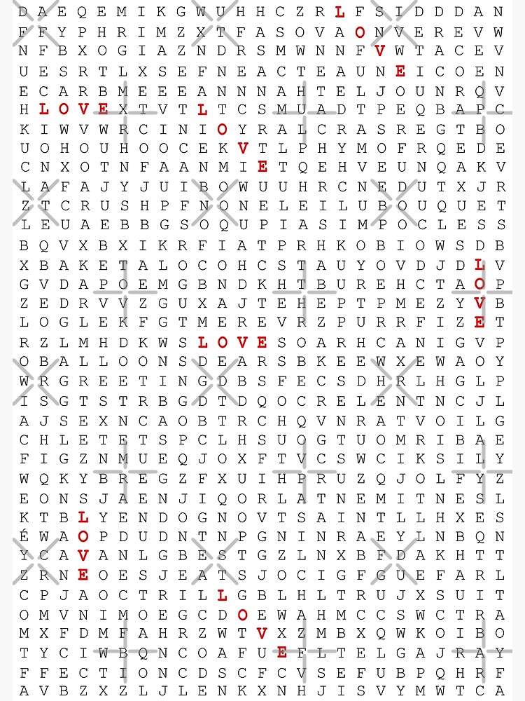 "Word Search Puzzle LOVE Typographic" Poster for Sale by Garaga | Redbubble