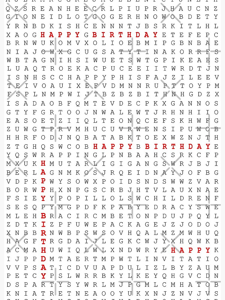 "Happy Birthday Word Search Puzzle" Art Board Print for Sale by Garaga ...