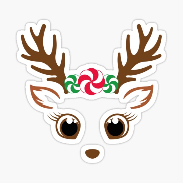 "Reindeer face with candies" Sticker for Sale by BondeelArts | Redbubble