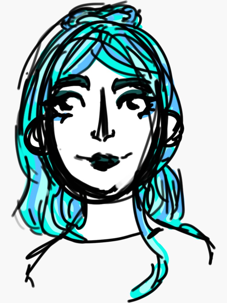 "Light Blue Cyan Girl" Sticker for Sale by blueberry-jelly | Redbubble