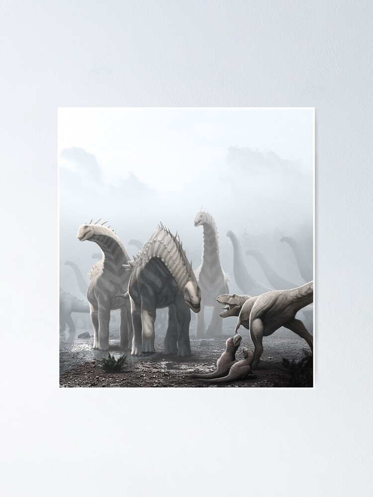 "Alamosaurus vs T-rex" Poster for Sale by Paleo-parallax | Redbubble