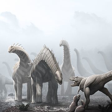 "Alamosaurus vs T-rex" Poster for Sale by Paleo-parallax | Redbubble