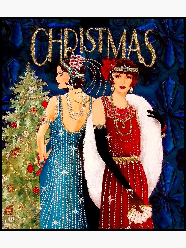 "FLAPPERS : Vintage With Christmas Tree Print" Greeting Card for Sale ...