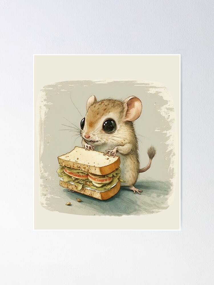"Cute mouse eat a sandwich" Poster for Sale by badbug | Redbubble