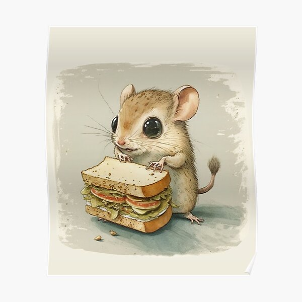 "Cute mouse eat a sandwich" Poster for Sale by badbug | Redbubble