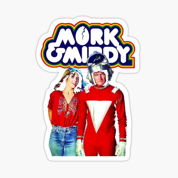 "Mork and Mindy 70s Retro TV Show" Sticker for Sale by yarn0jc3 | Redbubble
