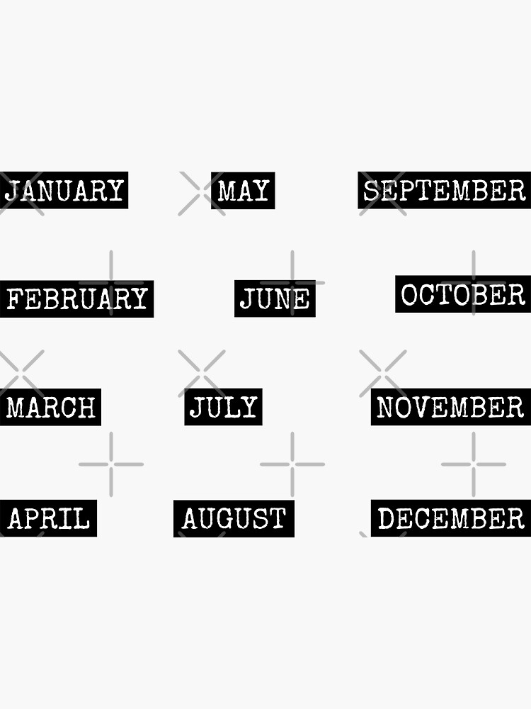 "All Months Of The Year Set" Sticker for Sale by GoldTypo | Redbubble