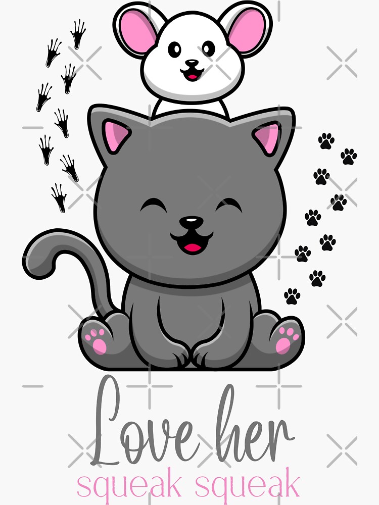"Cute Rat and Cat Couple Sticker" Sticker for Sale by DaffodilArts ...