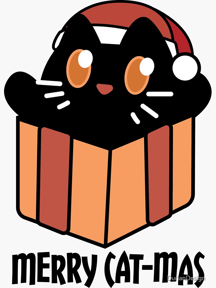 "Merry Cat-Mas" Sticker for Sale by DurianDesign | Redbubble
