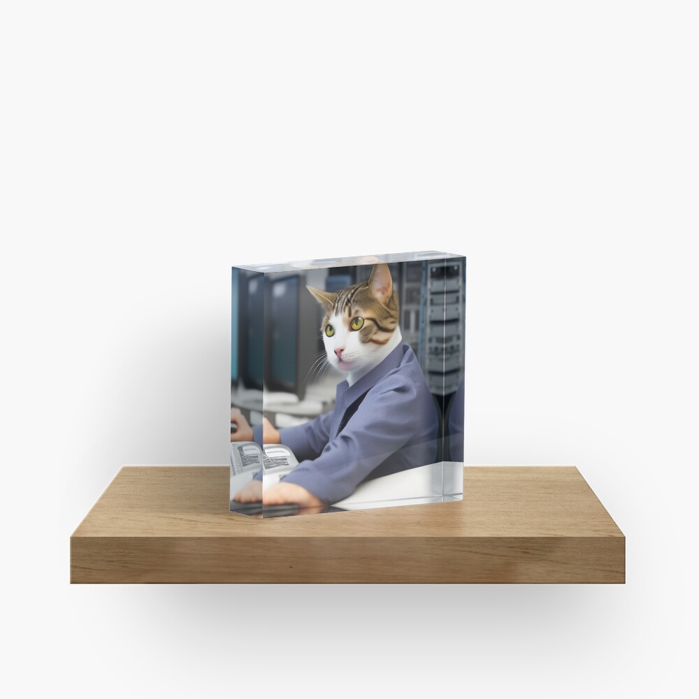 "Working cat meme" Sticker for Sale by sci-fAI | Redbubble
