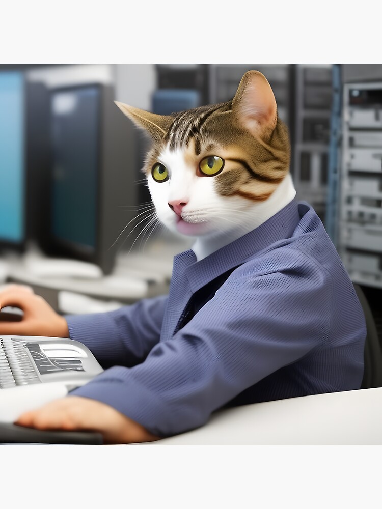"Working cat meme" Sticker for Sale by sci-fAI | Redbubble