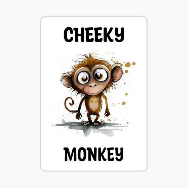 "Cheeky Monkey Cute Watercolor Monkey Design" Sticker for Sale by ...