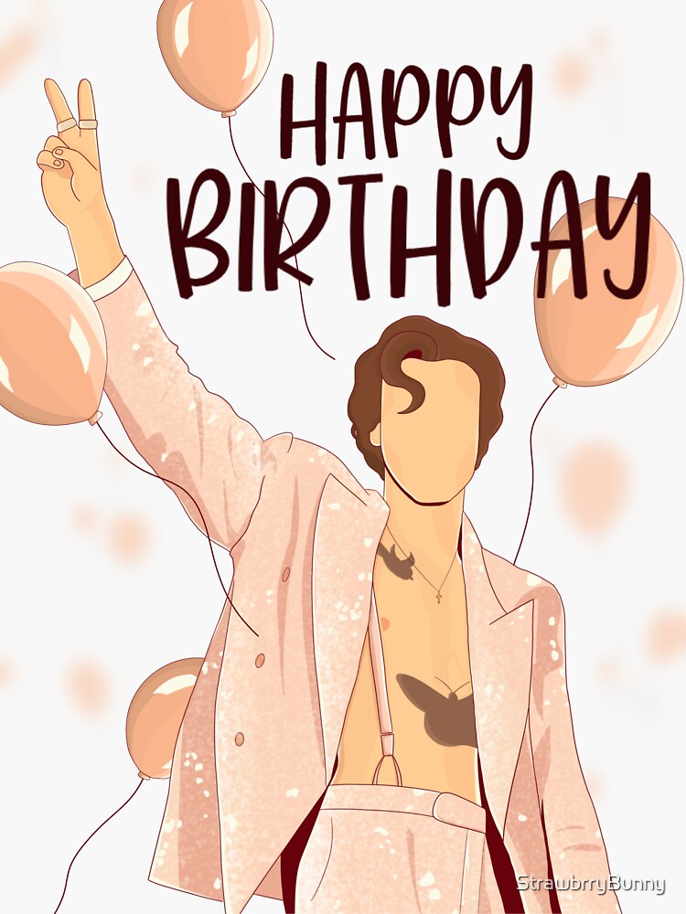"Harry Styles Happy Birthday" Sticker for Sale by StrawbrryBunny ...