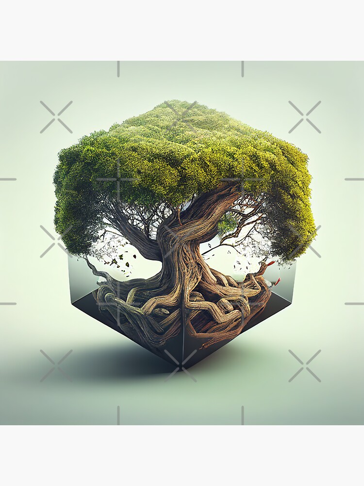 "Tree Cube" Sticker for Sale by KLOIK | Redbubble