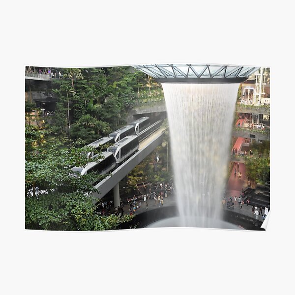 "Jewel Waterfall at Singapore Changi airport aerial view" Poster for ...