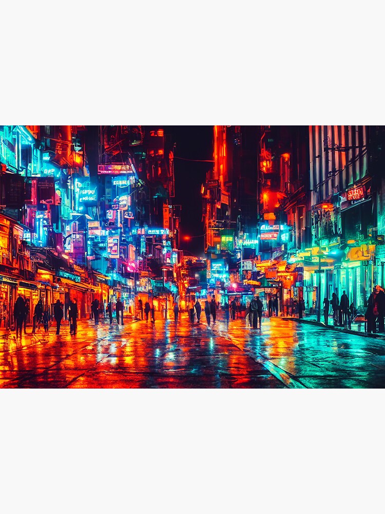 "Colorful Neon City Streets" Sticker for Sale by emuquah | Redbubble