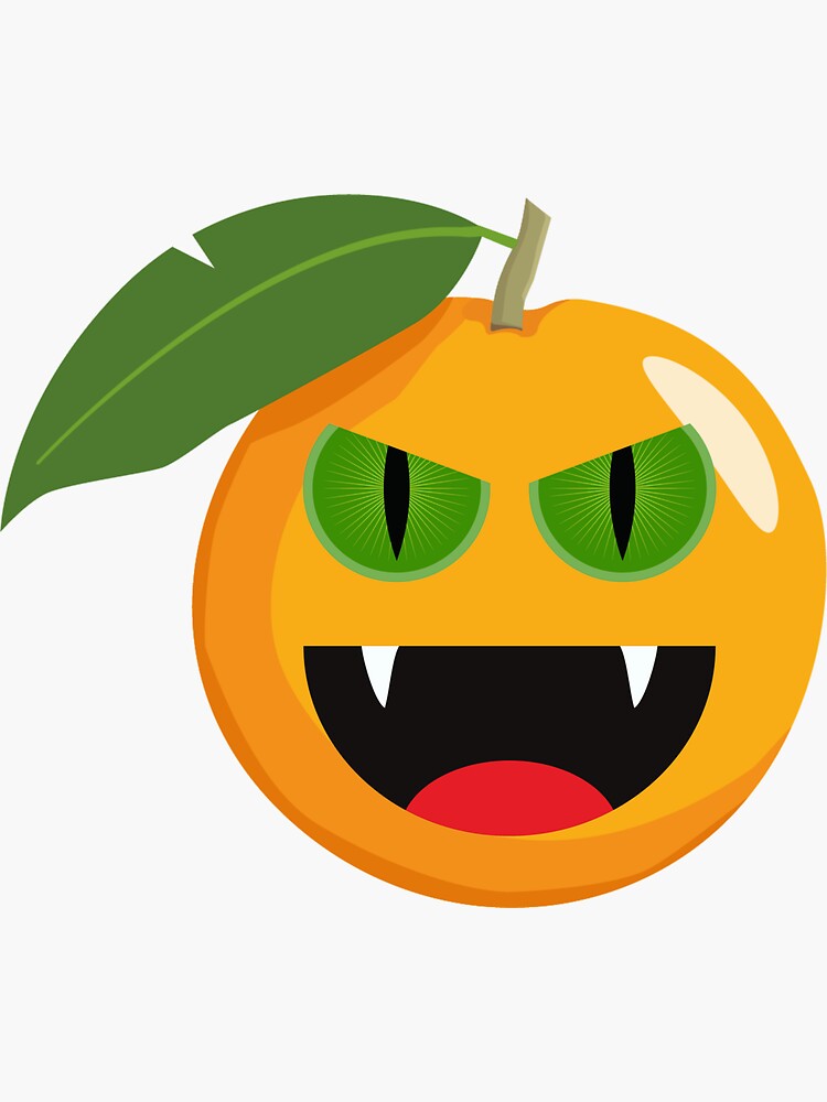 "Scary fruits design (Orange)" Sticker for Sale by Hellodream | Redbubble