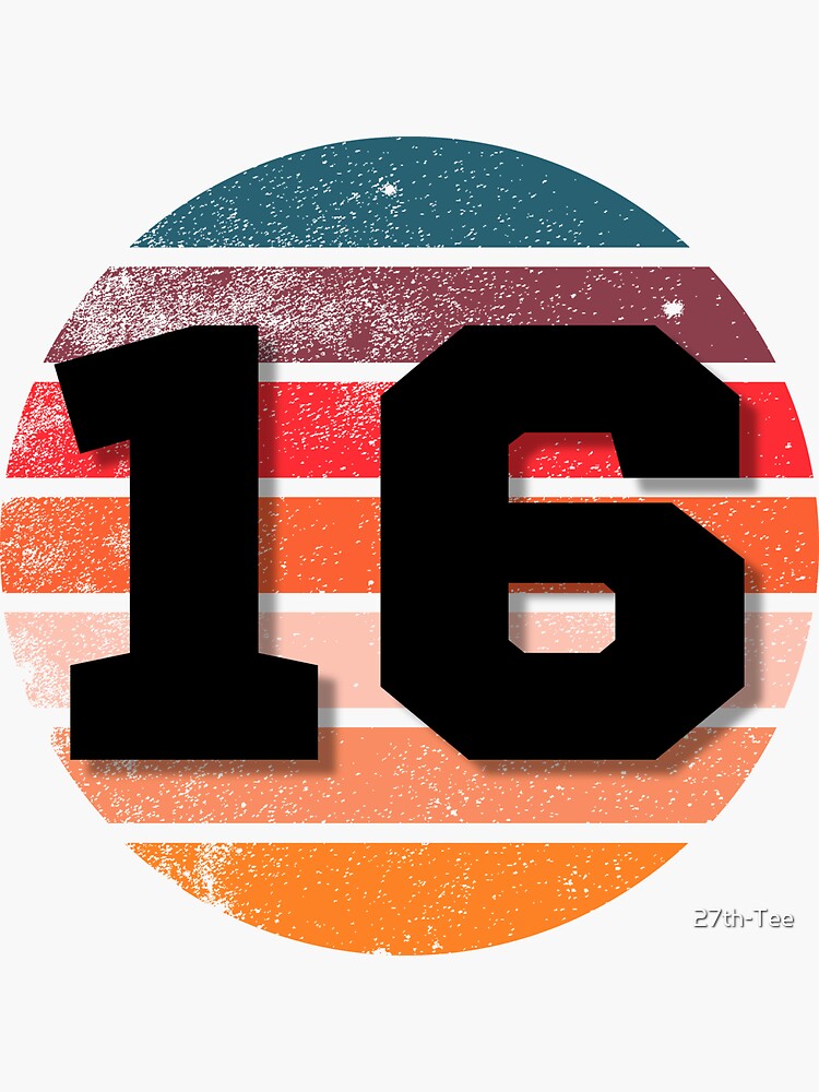 "16 Number Vintage Retro Sunset Sixteen Years Old Boy Girl Teen ...