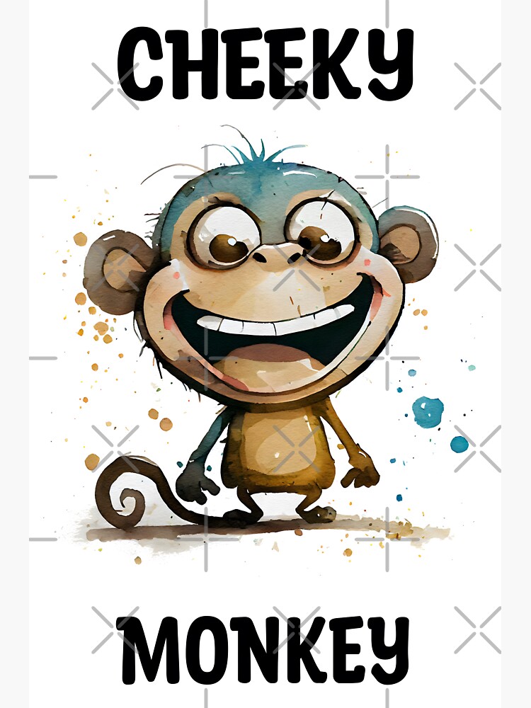 "Cheeky Monkey Cute Watercolor Monkey Design with Text" Sticker for ...