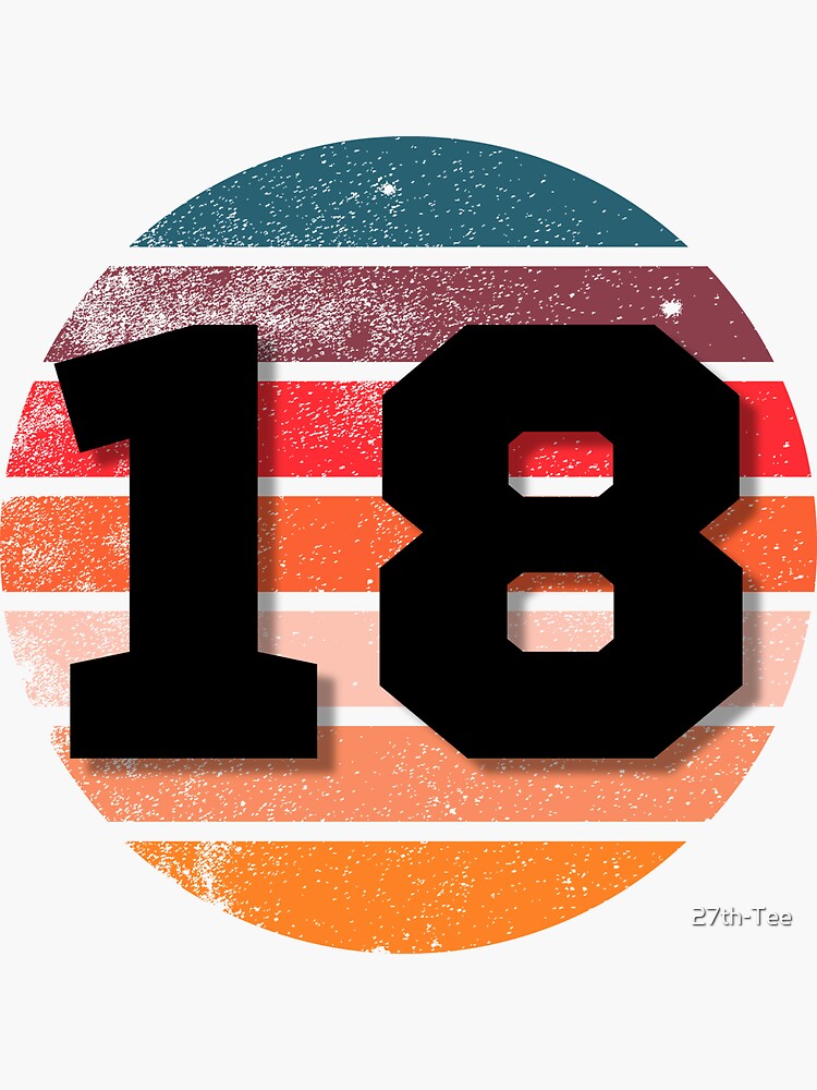 Pegatina «18 Número Vintage Retro Puesta de sol dieciocho años Niño ...