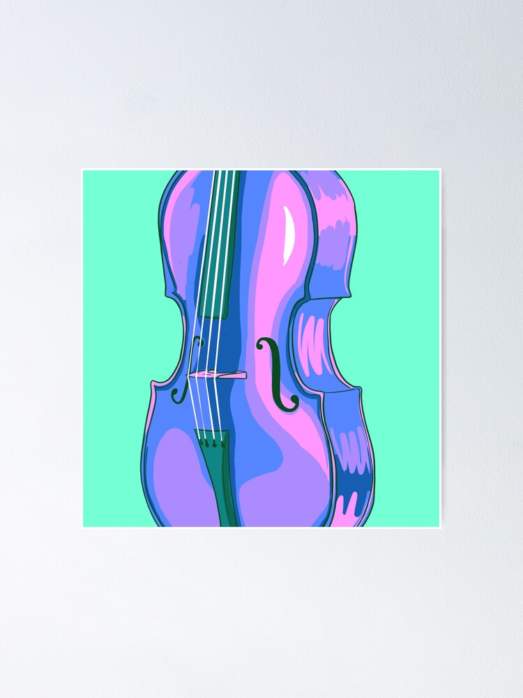 "Cello Violin Musical Instrument Neon" Poster for Sale by ...