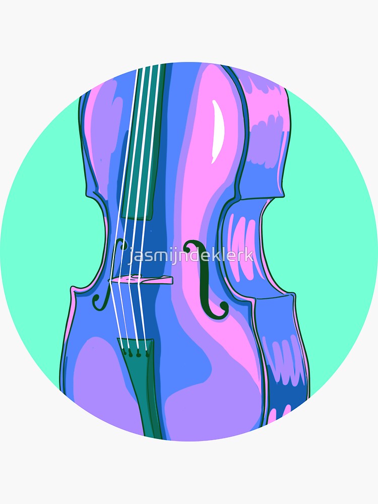 "Cello Violin Musical Instrument Neon" Sticker for Sale by ...