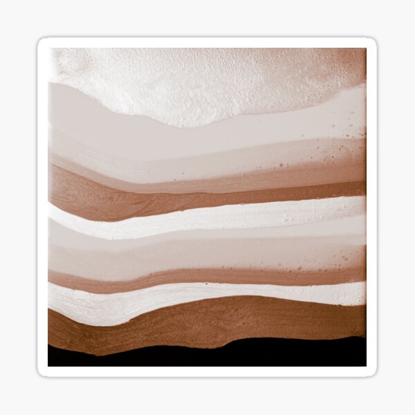 "Mono Brown Metallic Abstract Stripped Acrylic Pour Art" Sticker for ...