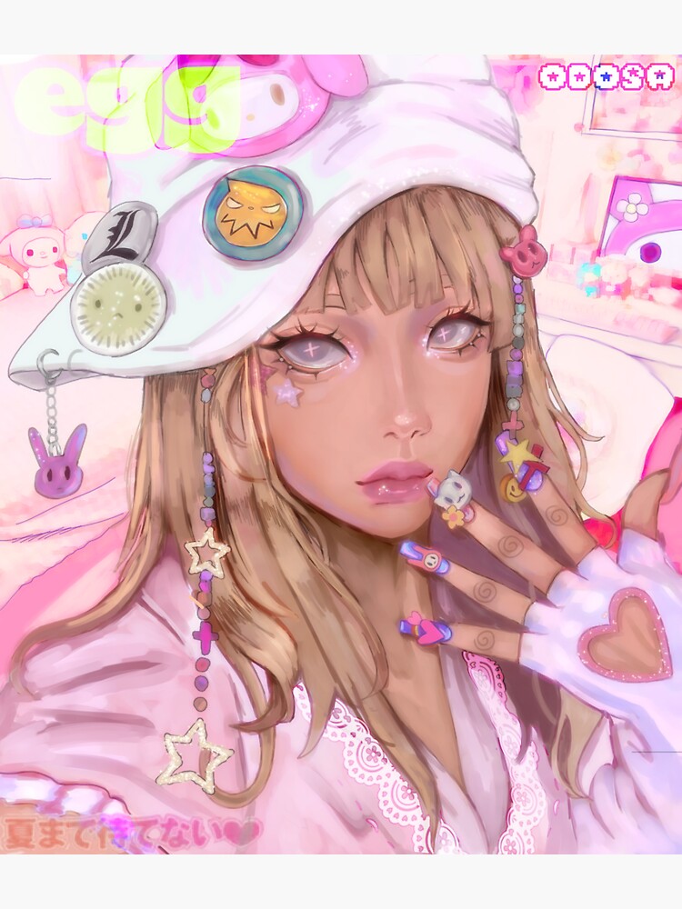 "Gyaru illustration " Sticker for Sale by 0dosa | Redbubble