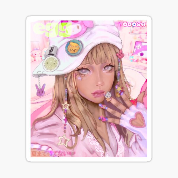 "Gyaru illustration " Sticker for Sale by 0dosa | Redbubble