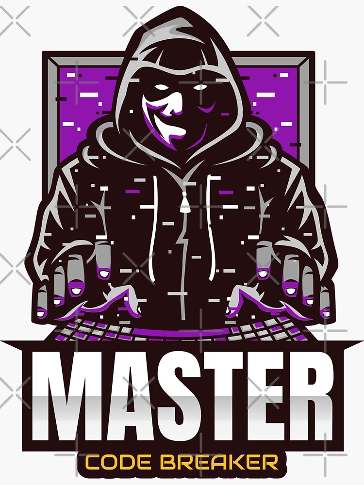 "Master Code Breaker - Hacker, Cyber Security Purple" Sticker for Sale ...