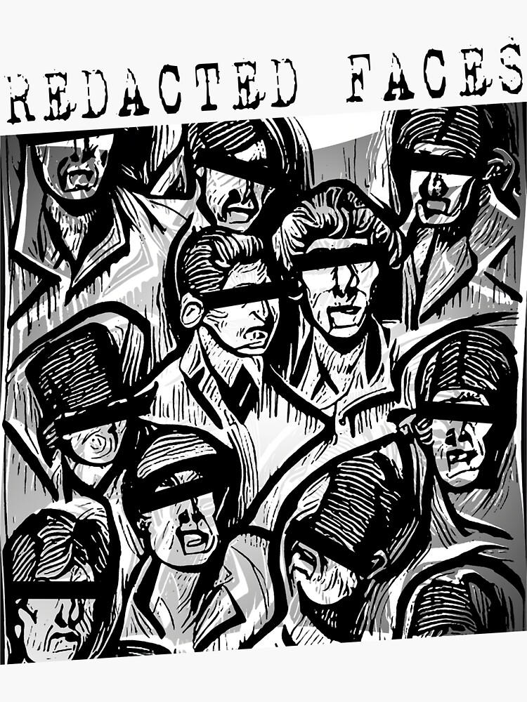 "Redacted Faces | Retro Fake Band" Sticker for Sale by Tackerds | Redbubble