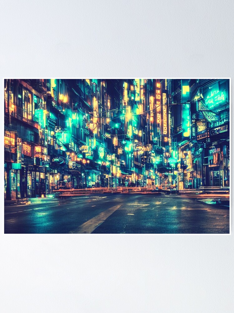 "Colorful Neon City Streets Timelapse" Poster for Sale by emuquah ...