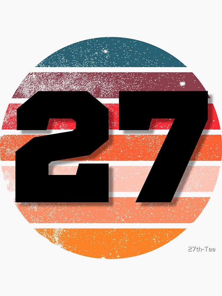"27 Number Vintage Retro Sunset Teen Birthday Squad Racing Numbers ...