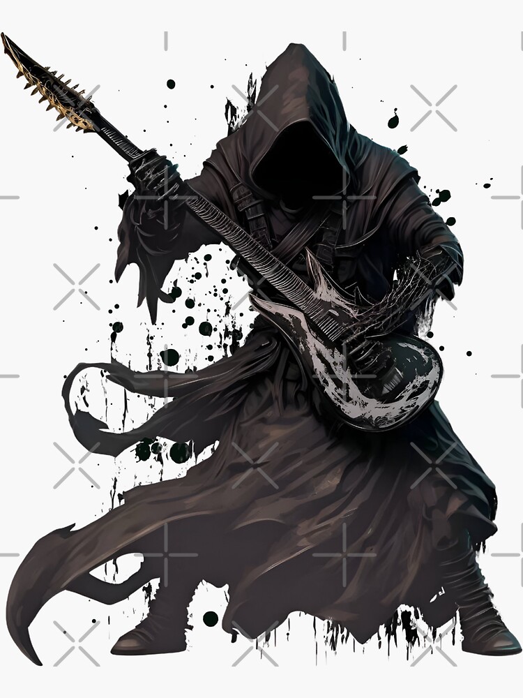 "Metal Wraith II - A wraith playing guitar - Fantasy" Sticker for Sale ...
