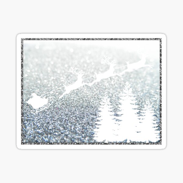 "Santa Clause Santa's Sleigh Silver Glitter Christmas theme" Sticker ...