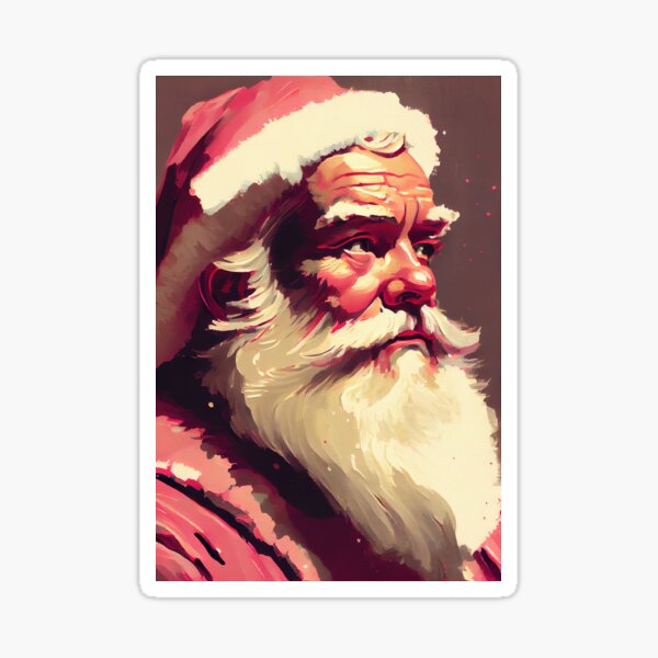 "Retro Vintage Pink Santa Claus - Oil Paint" Sticker for Sale by ...