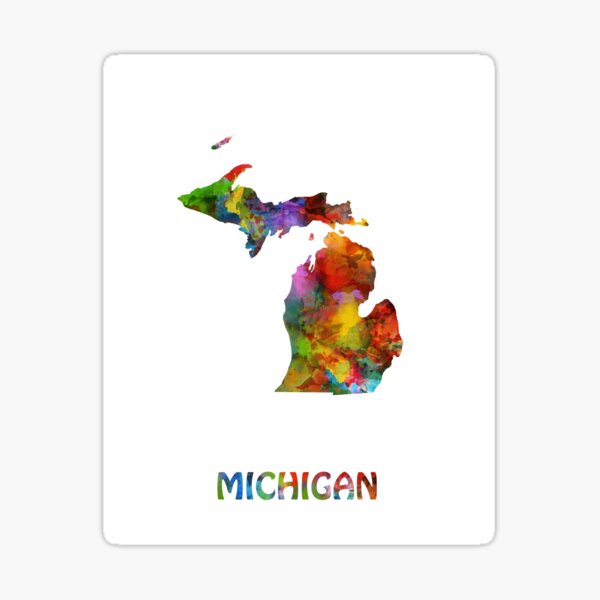 "michigan map" Sticker by BekimART | Redbubble