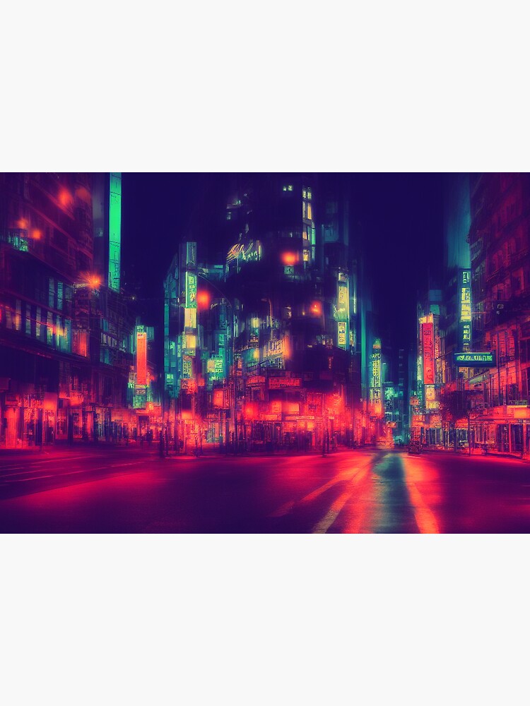 "Calm Red & Cyan Neon City Streets" Sticker for Sale by emuquah | Redbubble