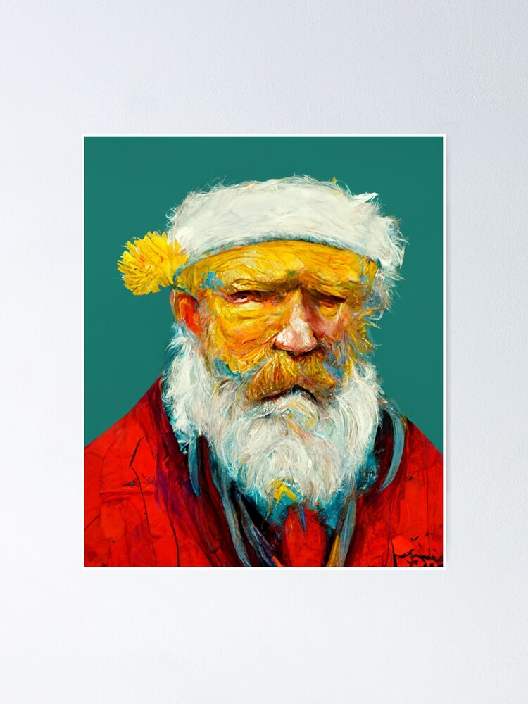 "Van Gogh Christmas Santa Painting Starry Night Remake" Poster for Sale ...