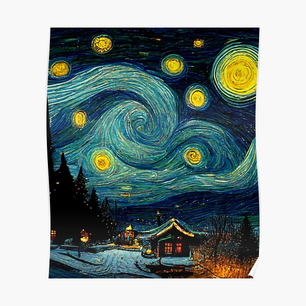 "Van Gogh Christmas Painting Starry Night Remake" Poster for Sale by ...