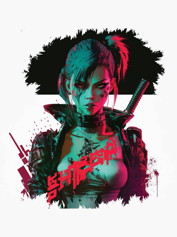 "Cyberpunk girl: Ash" Sticker for Sale by ai-miilk | Redbubble